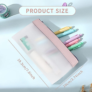 CiCiKiea Pencil Bag Set, 3 Pcs Clear Exam Pencil Bag Pen Pouch, TPU Zipper Pencil Storage Pouch, Makeup Bag for Women, Portable Office Stationery Pouch for Students Adults