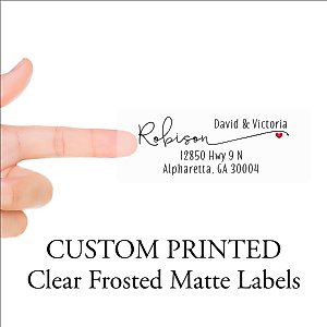 PrettySweetParty Clear Frosted Matte Finish Return Address Labels, Paper, 150 Labels, 5 Sheets, 30 Labels per Sheet, 2.625'' x 1''