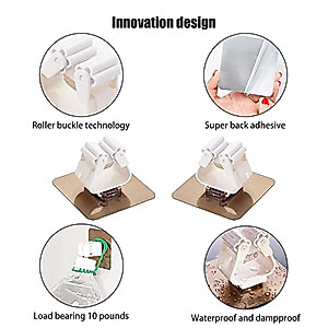 Self-Adhesive Mop Holder,Broom Wall Mounted Rack,Sweeper Gripper Hanger,Cleaning Tools Sticker Hook,Bathroom/Kitchen/Toilet/Garage/Garden Organization Gadget,No Drilling/Strong Bearing/Anti-Slip(4pcs)