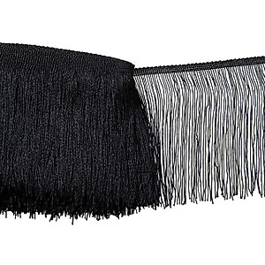 Nonmol Black Fringe Trim Tassel Sewing Trim 6Inch Width 10 Yards Long for Clothes Accessories Latin Wedding Dress DIY Lamp Shade Decoration (Black)