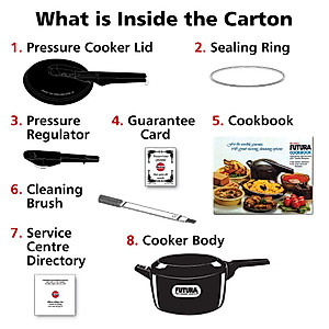 Hawkins Futura Hard Anodized Pressure Cooker, 7 Liter, Black