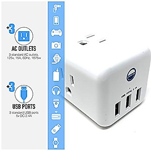 Cruise Ship Power Strip - No Surge Cube Outlet Multi Plug [3 Electrical Outlet + 3 USB Port] Cruise Approved Power Strip Charger in 2023, 2024 & 2025