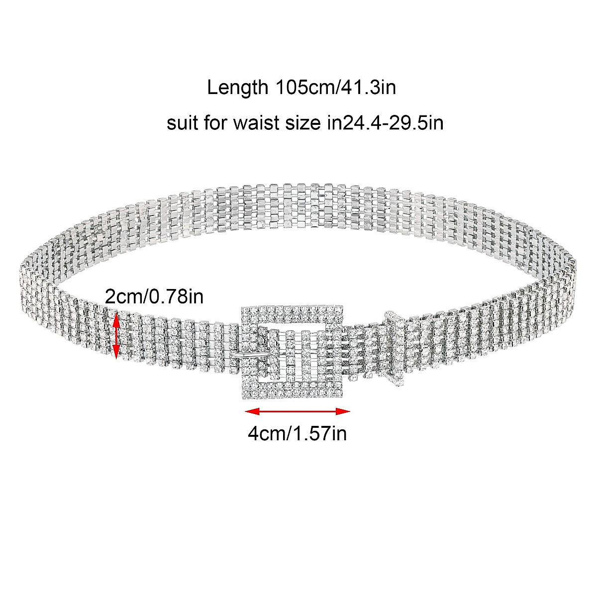 Ayliss Women Rhinestone Belt Bling Crystal Shiny Waist Dress Belt Silver Fashion Glitter Chain Belt for Wedding Party (Silver#1)