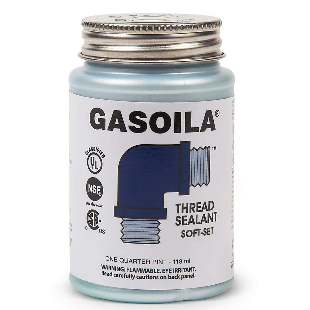 Gasoila - SS04 Soft-Set Pipe Thread Sealant with PTFE Paste, Non Hardening, -100 to 600 Degree F, 1/4 Pint Brush