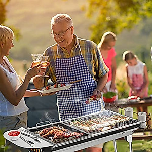 Barbecue Charcoal Grill Stainless Steel Folding Portable BBQ Tool Kits w/Spice Plate&Storage&Holder for Outdoor Cooking Camping Hiking Picnics Tailgating Backpacking or Any Outdoor Event - US Spot