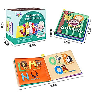 Baby Bath Books,Nontoxic Fabric Soft Baby Cloth Books,Early Education Toys,Waterproof Baby Books for Toddler, Infants Perfect Shower Toys,Kids Bath Toys Birthday Gift(Pack of 8)