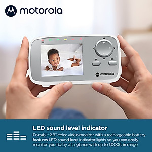Motorola VM482 ANXL Indoor Video Baby Monitor W/Camera & Mood Light, 1000ft Range, 2.8" Color Screen, 1-Way Audio, Manual Pan/Tilt, Digital Zoom, Sound Level Indication, Night Vision