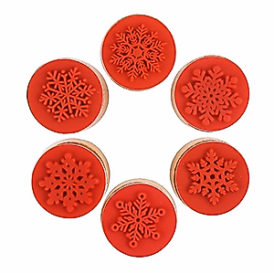 DECORA 6 Pieces Snowflake Floral Wooden Rubber Stamps for Card Making Scrapbooking and Crafts