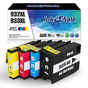 INK E-SALE Compatible 932 XL 933 XL Ink Cartridge Replacement for HP 932XL 933XL 932 933 combo pack for HP Officejet 6700 6600 6100 7610 7110 7612 7610 7510 Printer (4 Pack, Black Cyan Magenta Yellow)