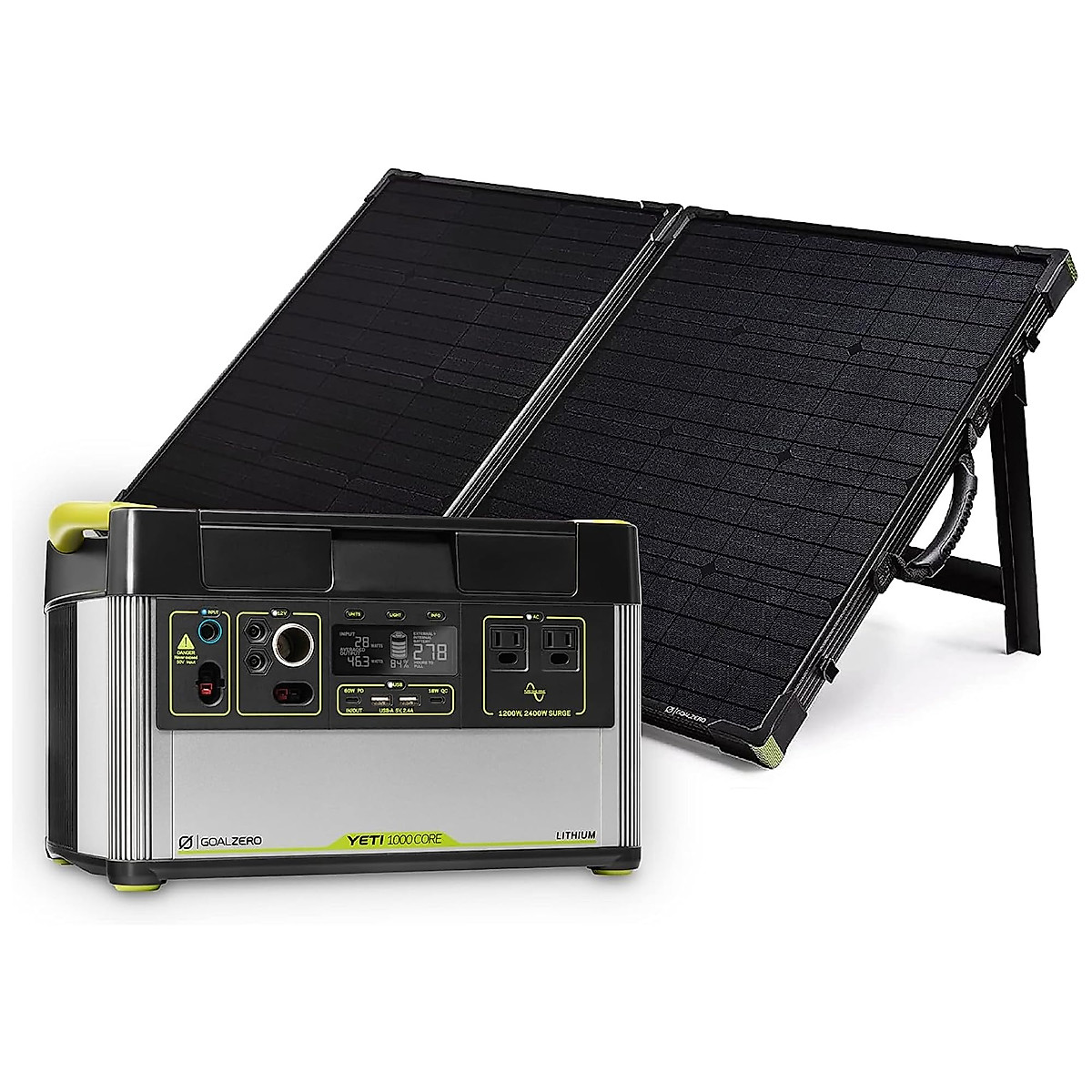 Goal Zero Yeti 1000 Core Portable Power Station, 1,000 W, Solar-Powered Generator (Solar Panel Not Included), USB-A/USB-C Ports and AC Outlets, Power for Camping (Yeti 1000 Core + Boulder 100BC)