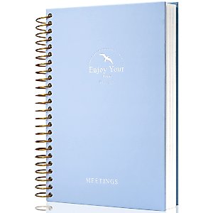 Meeting Notebook for Work with Action Items 120 Sheets Meeting Planner Organizer for Office Meeting Agenda Book Spiral Meeting Notes Notebook for Women Men, A5 Blue