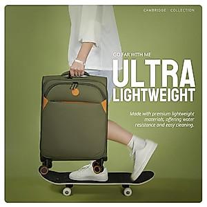 Verage Cambridge Lightweight Carry On Luggage,Softside Expandable Suitcase with Spinner Wheel (20-Inch, Green)