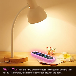 ONEBOM （2 Pack） Roku Remote Cover, Battery Case for TCL Roku Smart TV Steaming Stick Remote, Pink Silicone Roku tv Remote Case Glow in The Dark(Glow Pink+Rose Red)