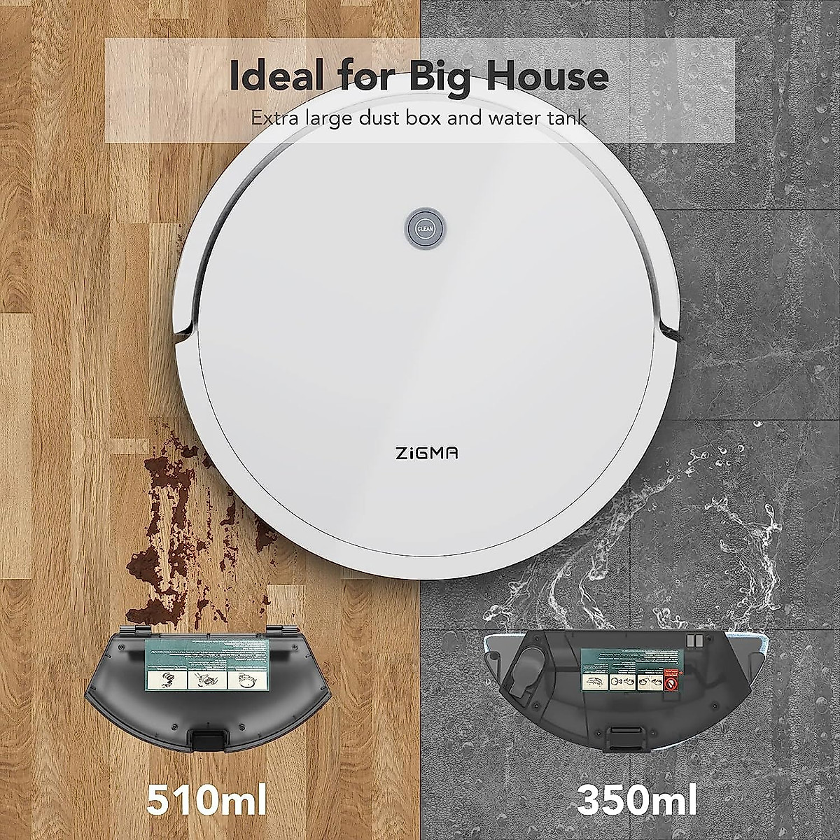 Zigma Robot Vacuum and Mop Combo, 6000 Pa Robot Vacuum Cleaner (H13-A)