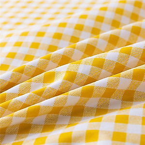 FADFAY Yellow Plaid Duvet Cover Set Twin XL 100% Cotton Soft Grid Bedding Reversible Gingham Checker Bedding with Zipper Closure 3Pcs, 1Duvet Cover & 2Pillowcases,Twin Extra Long Size for Dorm Room