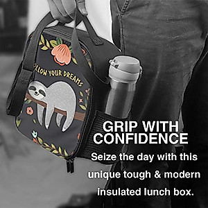 Cute Baby Sloth On Tree Sloth Follow Your Dreams Insulated Lunch Bag for Men &Women Reusable Leak Proof Cooler Thermal Tote Lunch Box with Adjustable Shoulder Strap for School Work Picnic