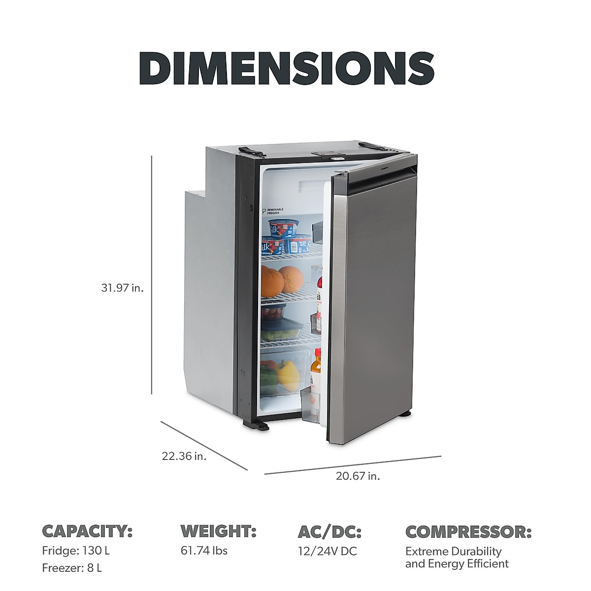 Dometic NRX 130S | Compressor Refrigerator | 130 L | Stainless Steel Front Panel | Easy To Use Control Panel