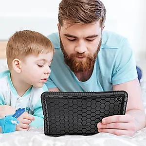 Fintie Silicone Case for Samsung Galaxy Tab A8 10.5 Inch 2022 Model (SM-X200/X205/X207), Honey Comb Series Kids Friendly Light Weight Shock Proof Protective Cover, Black