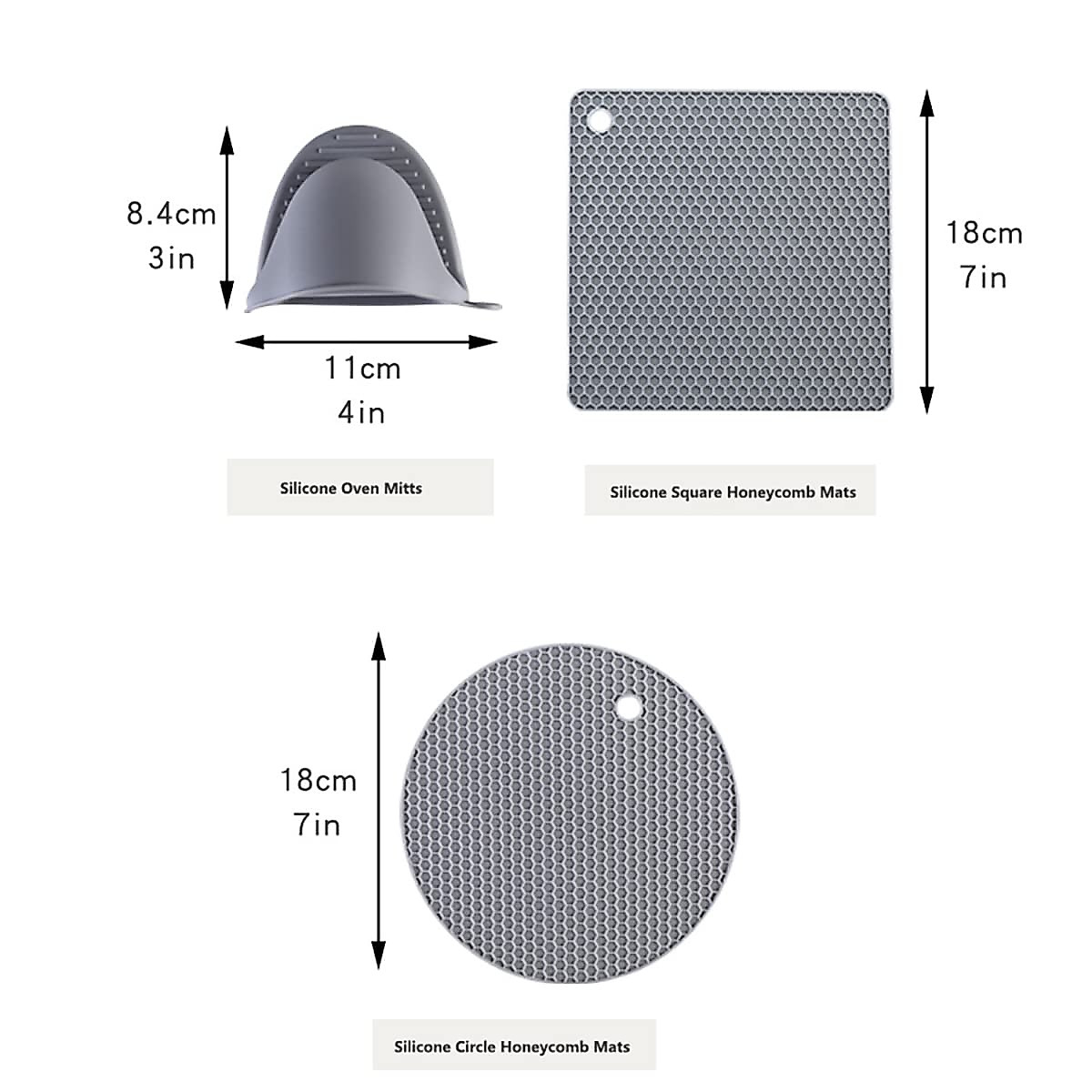 Silicone Placemats - Silicone Oven Mitts and Pot Holders Sets, Silicone Trivet Mats Heat Resistant Silicone Oven Mittens Mini Oven Gloves and Hot Pads for Kitchen Baking Cooking - 10 Pcs