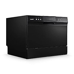 COMFEE’ Countertop Dishwasher, Energy Star Portable Dishwasher, 6 Place Settings, Mini Dishwasher with 8 Washing Programs, Speed, Baby-Care, ECO& Glass, Dish Washer for Dorm, RV& Apartment, Black