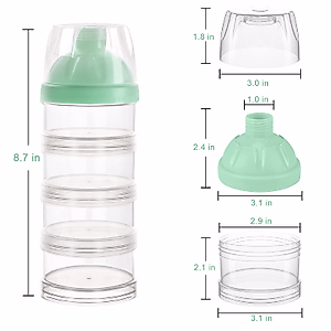 Accmor Baby Milk Powder Formula Dispenser, 4 Layers Stackable Formula Container for Travel, Non-Spill Snacks Formula Storage Container On The Go, BPA Free