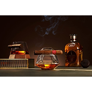 James Scott Whiskey Glass, Old Fashioned Glasses with Cigar Rest, Gifts for Men