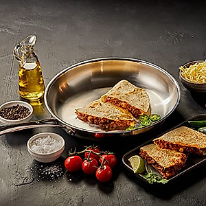 Swiss Diamond 8 Inch Stainless Steel Frying Pan – Professional Cooking Pan to Stir Fry and Saute – Oven- & Dishwasher-Safe Skillet for Induction, Gas, Electric DLX