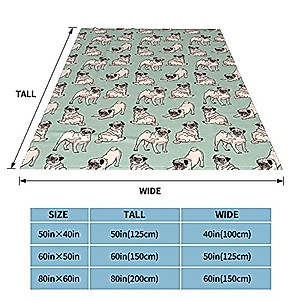wodealmug Women's Dog Pug Throw Blankets Plush Blanket Soft Worm Sherpa Fleece Blanket Adults for Kid Crib Couch Chair Living Room Travel(50"x60",Dog Pug)