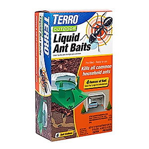 TERRO T1804-6 Outdoor Ready-to-Use Liquid Ant Bait Killer and Trap - Kills Common Household Ants - 4 Bait Stations