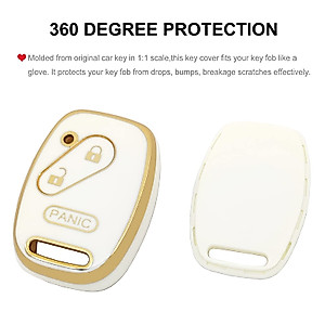 chyoekey Key Fob Cover for Honda with Keychain Soft TPU Car Key Shell Case Protector Compatible with Honda Accord/Civic/CR-V/Fit/Odyssey/Pilot/Ridgeline/CR-Z (White)