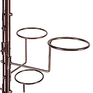 MyGift Modern Large Freestanding Hat Rack Stand, Dark Brown Metal Retail Wig or Hat Display Stand with 20 Customizable Circular Hooks