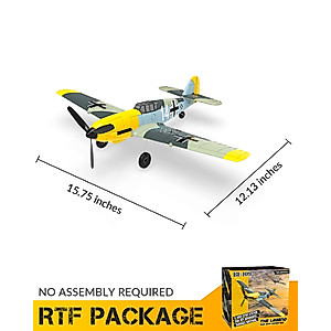 VOLANTEXRC RC Plane, 4 Channel Remote Control Airplane BF109 Fighter RTF with Aileron, Gyro, Aerobatics & 3 Modes Easy to Fly, Hobby Radio Controlled Aircraft for Beginners, Kids & Adults (Yellow)