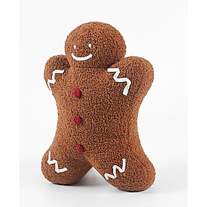 DALIYREPAL Moptrek Christmas Decoration Cute Plush Sherpa Gingerbread Man Cushion Pillow with Filling Soft Garden Sculpture Outdoor Decoration