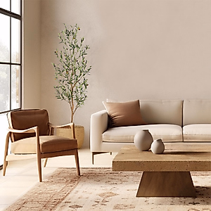 Bellacat Faux Olive Tree 6ft，Olive Trees Artificial Indoor with Natural Wood Trunk and Realistic Leaves and Fruits. 6 Feet(72in) Fake Olive Tree for Home House Office Décor.