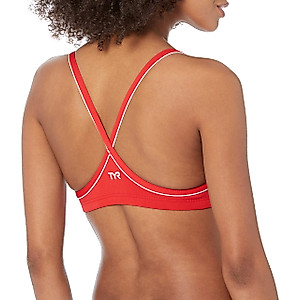 TYR Women's Standard Guard Diamondfit Swimsuit Top, Red, Medium