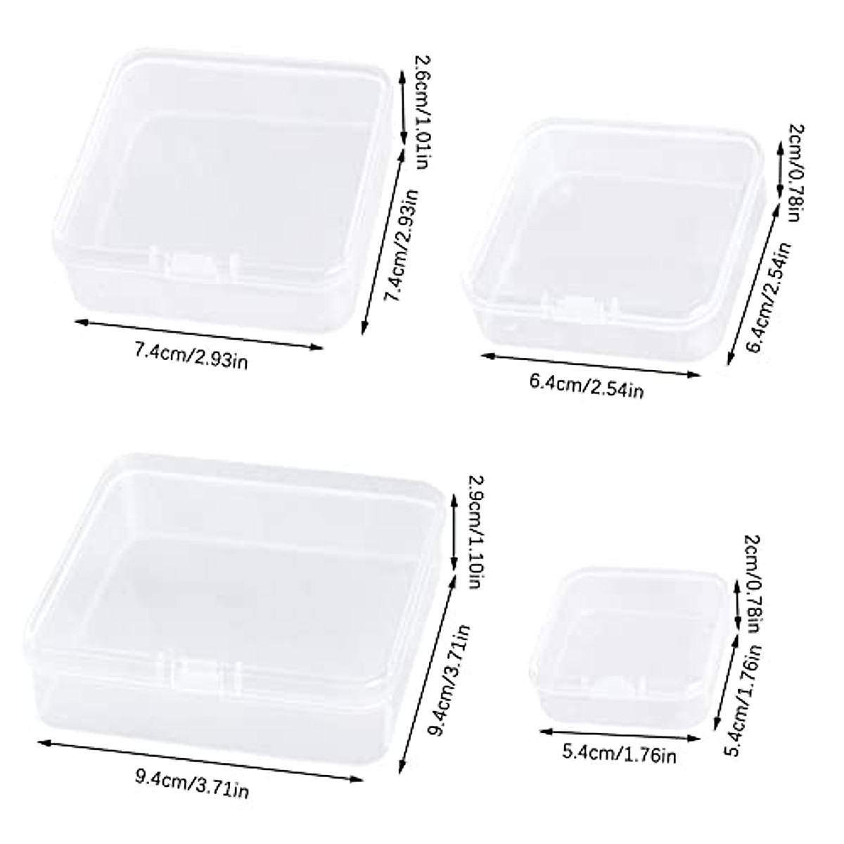 24 Packs Bead Storage, LIOUCBD Clear Small Plastic Containers with Lids, 4 Mixed Sizes Plastic Box for Craft Storage Bobby Pin Earplugs Screws Clips Jewelry