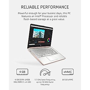 HP Stream 14inch HD Touchscreen Display, Intel Celeron N4020 Dual-Core Processor,4GB DDR4 Memory,192GB Storage(64GB eMMC+128GB Card),WiFi,Webcam,1-Year Microsoft 365, Win 10 S, Rose Gold | TGCD bundle