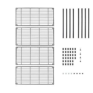 Displays By Jack 4 Tier Wire Shelving Unit Storage Rack, Metal Heavy Duty Utility Organizers, Organization Units for Products Plant Pantry, Garage, Durable Shelf Stand, Black, 14" W x 30" L X 48" H