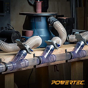 POWERTEC 70325 Blast Gate 2-1/2 Inch, w/Anti Clog and Air Leak Seal for Dust Collection