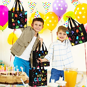 Latwerd 24Pack Glow in the Dark Party Gift Bag Canvas Bag Eco-friendly Reusable Shopping Bag Candy Gift Bag Suitable for Birthday Party Gift Storage Bag