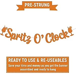 Spritz O’Clock Banner - Lemon Citrus Bridal Shower Bachelorette Wedding Party Decorations, Spritz Bar Banner, Orange Bridal Shower Spritz Station Decoration Orange Glitter