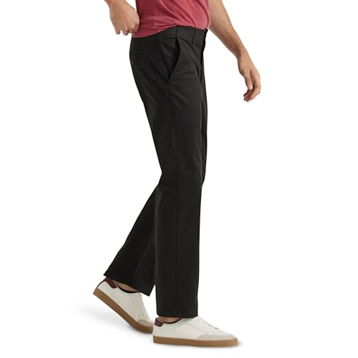 Lee Men's Extreme Motion Flat Front Regular Straight Pant Black 40W x 32L
