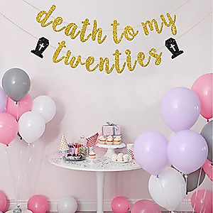 INNORU Death to My Twenties Banner, RIP to My 20s Party Decorations, Happy 30th Birthday Party Decorations, Gold Glitter