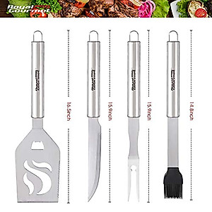 Royal Gourmet TF2006S 20pcs Stainless Steel Barbecue Grilling Accessories Set with Aluminum Case, Best for Outdoor Cooking, Camping and Backyard Barbecue, Silver
