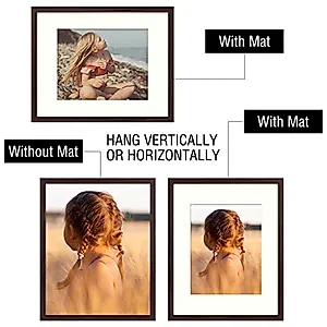 Golden State Art, 16x20 Picture Frame with Mat for 11x14 - High Definition Glass Wall Mounting Horizontal Vertical Display (Brown, 1 Pack)