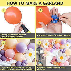 139 Pack Daisy Balloon Garland Arch Kit, DIY Groovy Daisy Flower Pastel Balloons Garland for Baby Shower Wedding Birthday Party Decorations Backdrop Photography Props