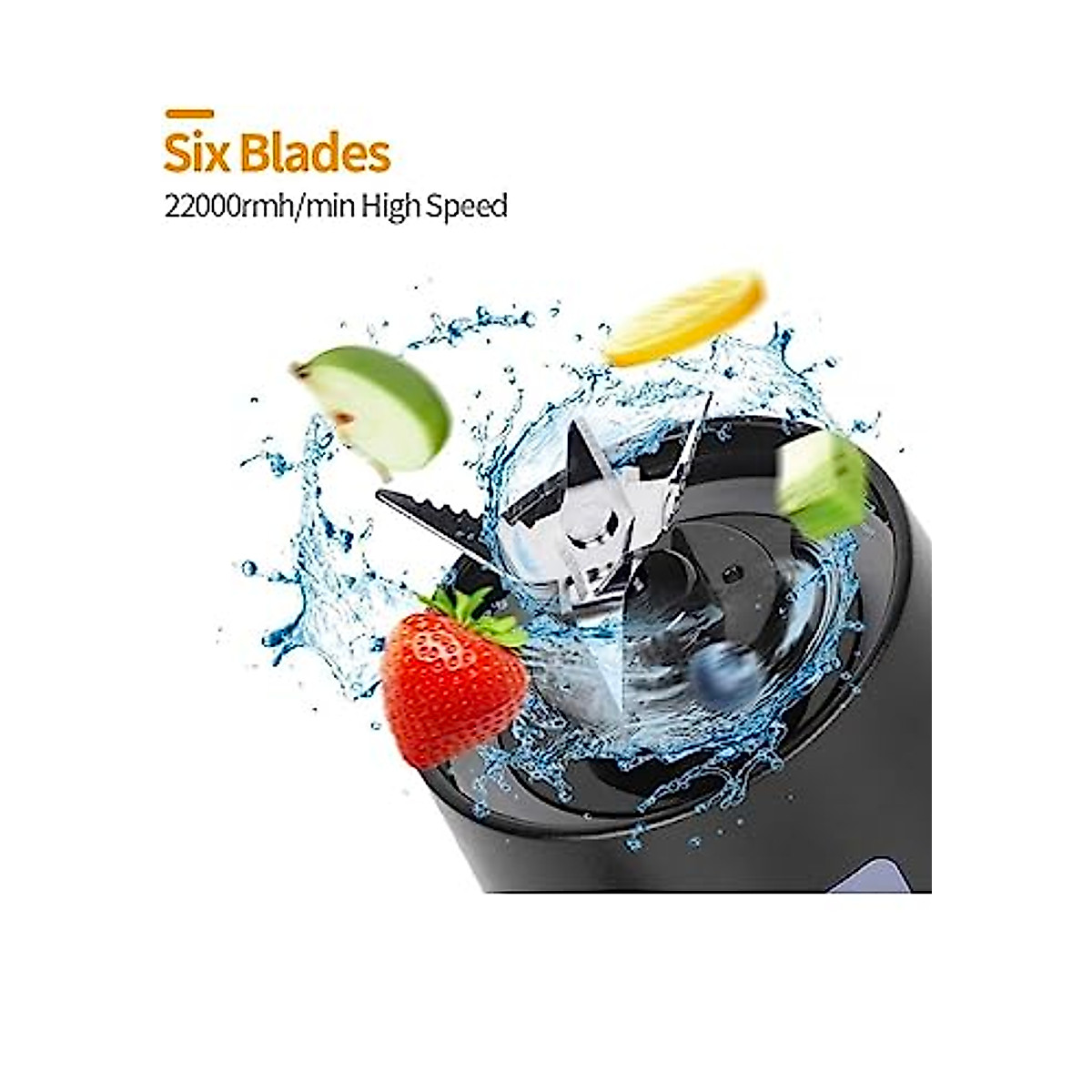 Portable Blender,Personal Blender for Smoothies and shakes with Rechargeable USB Port, 380ml mini Personal Size Blender with 6 Blades (black)