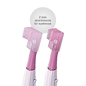 Panasonic Women’s Facial Hair Remover and Eyebrow Trimmer with Pivoting Head, Includes 2 Gentle Blades for Brow and Face and 2 Eyebrow Trim Attachments, Battery-Operated – ES2113PC