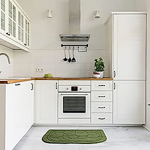 Juvale Half Circle Door Mat for Indoors and Outdoors (Green, 30 x 18 Inches)