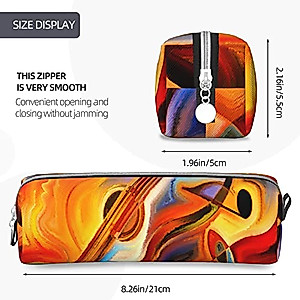 allgobee Pu Leather Pencil Bag Pen Case Colorful-Human-Musical-Arts Students Stationery Pouch Pencil Holder Desk Organizer